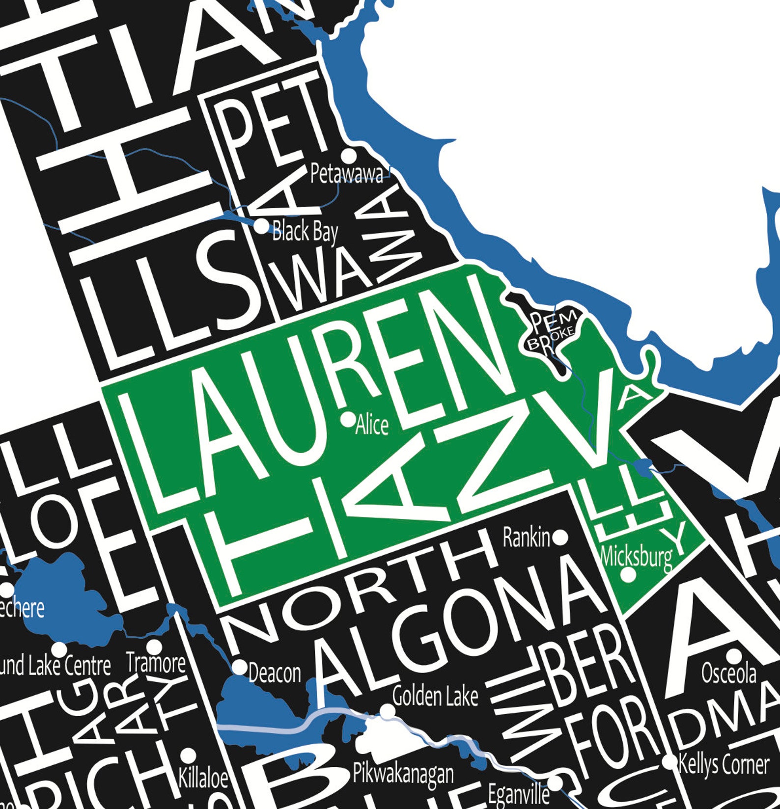 Typographic Map of Renfrew County | Ottawa Valley Map | Algonquin Park ...