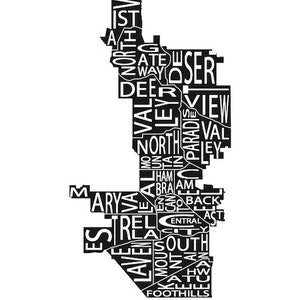 Typographic Map of Phoenix, Arizona | Urban Villages Map | Neighborhood ...