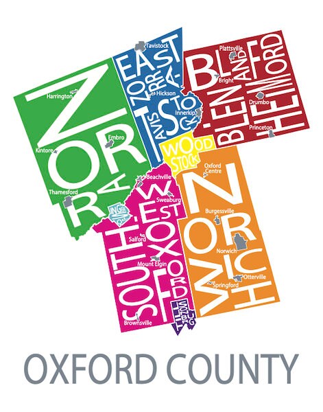 Typographic Map of Oxford County Ontario Woodstock | Etsy