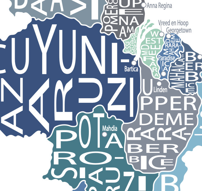 Typographic Map of Guyana South America Guyanese Regional - Etsy Canada