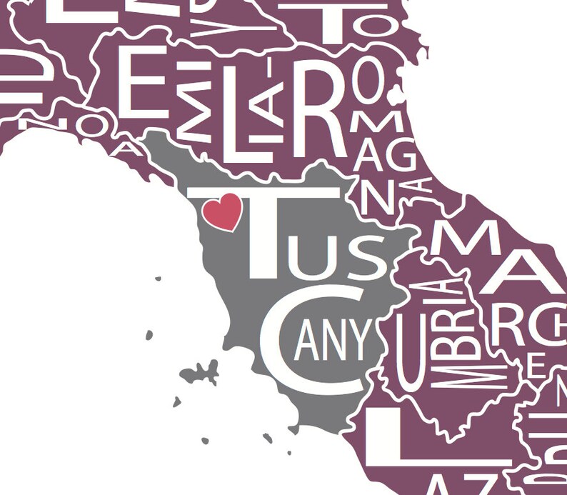 Typographic Map of Italy Italian Republic Map | Etsy