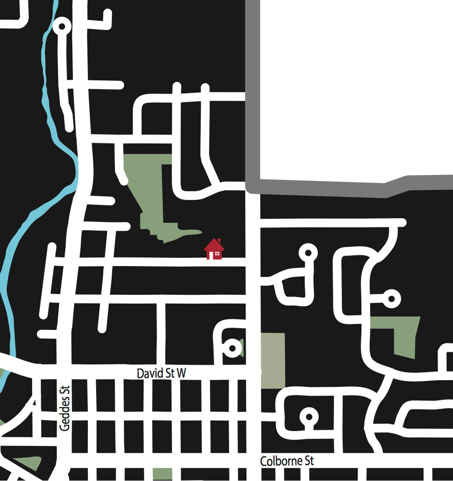 Typographic Map of Elora and Salem, Ontario Wellington County City Map ...