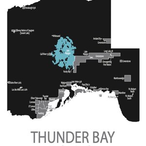 Typographic Map of Thunder Bay District | Northern Ontario Map | Canada ...