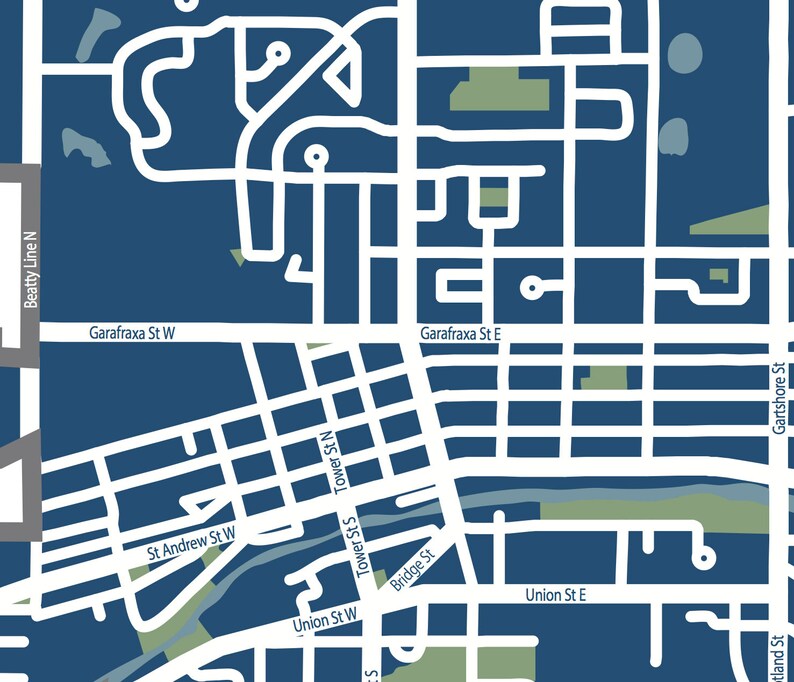 Typographic Map of Fergus Ontario City Map Print Canadian - Etsy