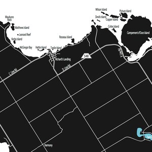 Typographic Map of St. Joseph Island, Ontario, Canada | Ontario Island ...