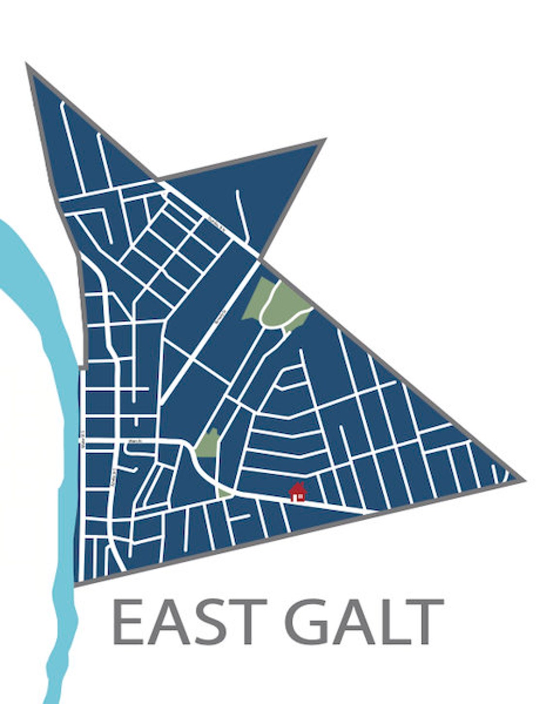 Typographic Map of Galt in Cambridge Ontario City Map Print - Etsy UK