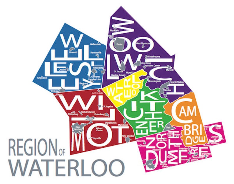 Typographic Map of Wellesley | Ontario Map Art | City Map Print ...