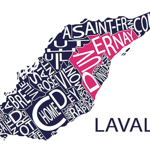 Typographic Map of Laval, Quebec | City Map Poster | Neighbourhood ...