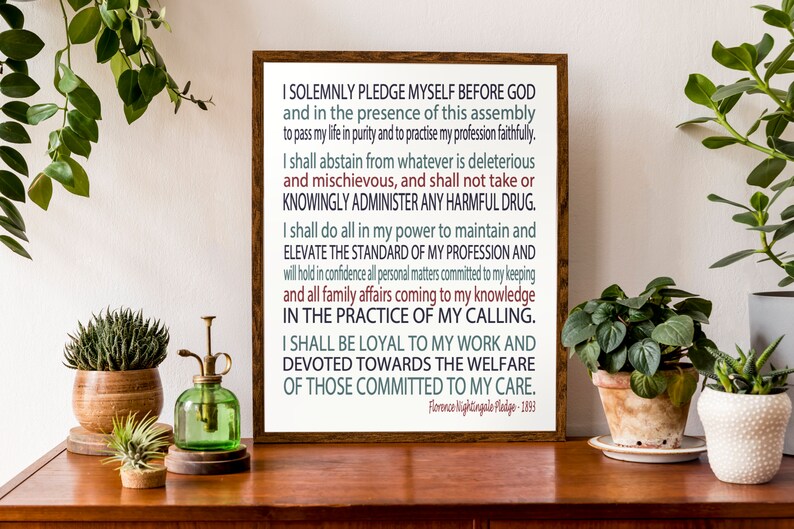 Modern Florence Nightingale Pledge | Perfect Gift for Nurses | Front ...