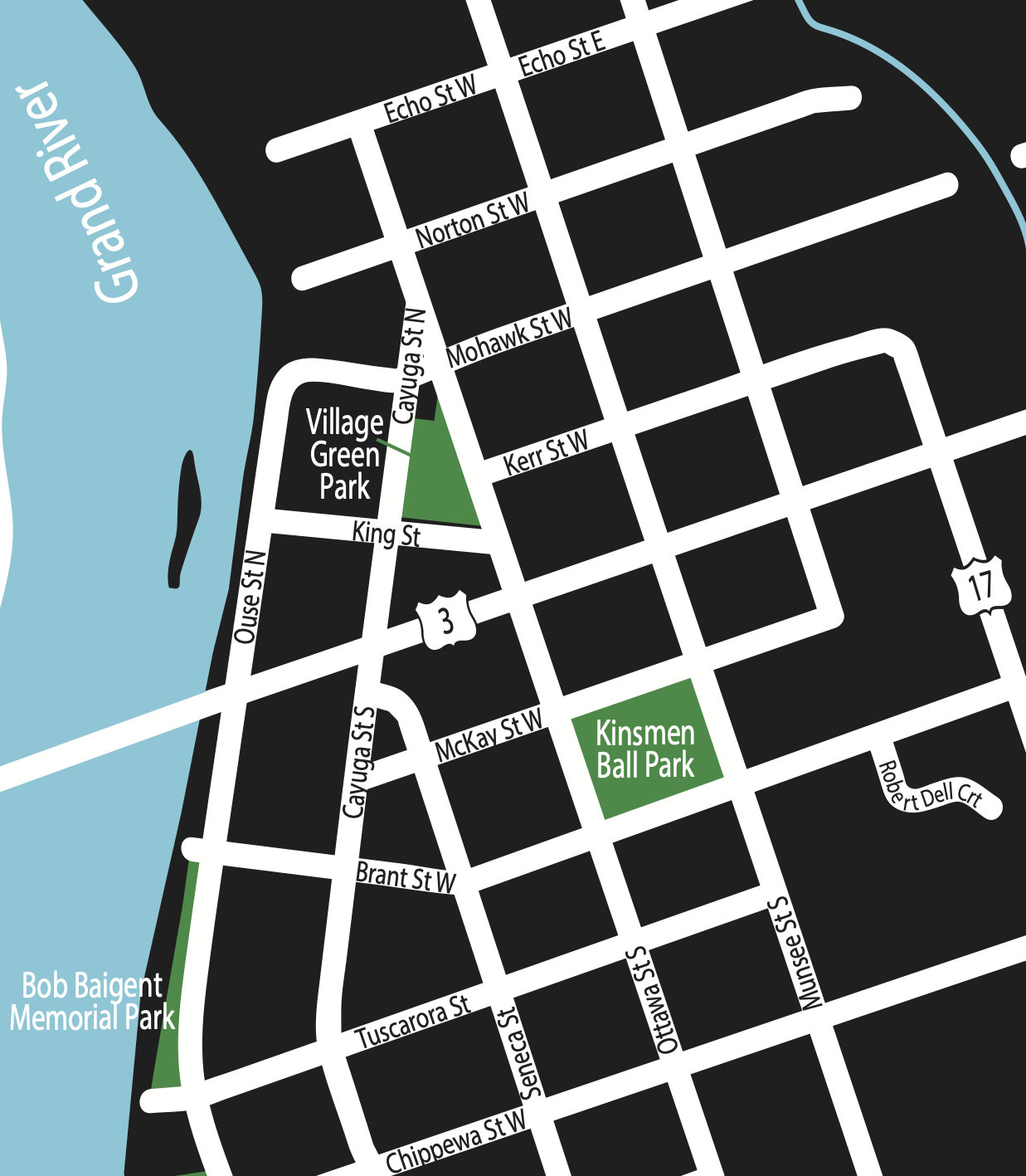 Typographic Map of Cayuga, Ontario | Haldimand County | City Map Print ...