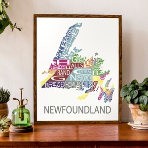 Typographic Map of Newfoundland Canada Provincial Map - Etsy