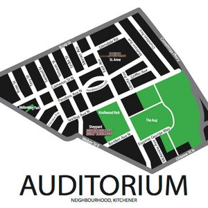 Typographic Map of the Auditorium Neighbourhood of Kitchener, Ontario ...