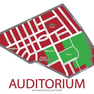 Typographic Map of the Auditorium Neighbourhood of Kitchener, Ontario ...