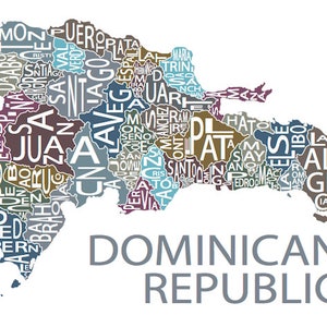 Typographic Map of the Dominican Republic | República Dominicana Map ...
