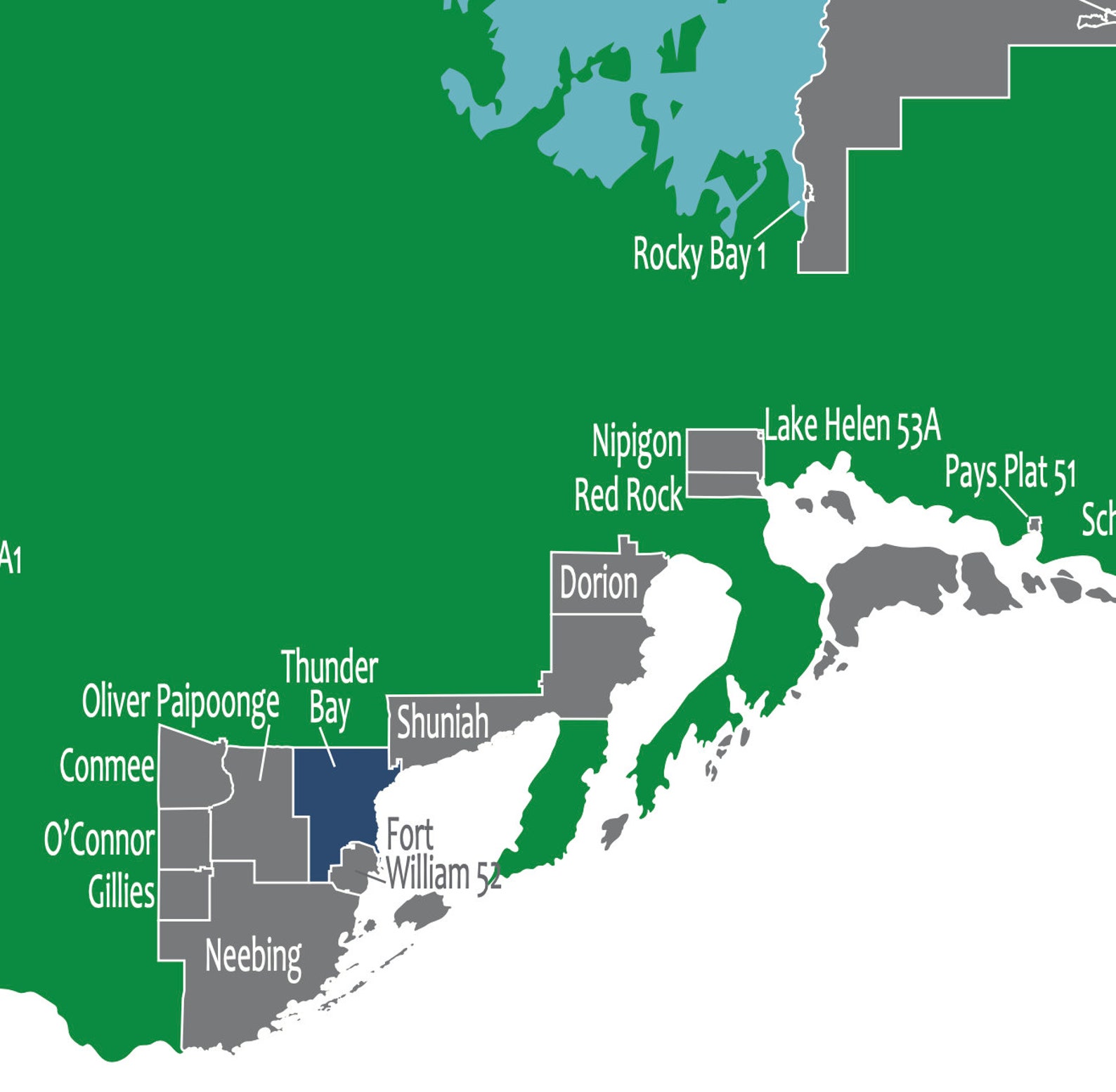 Typographic Map of Thunder Bay District Northern Ontario Map | Etsy