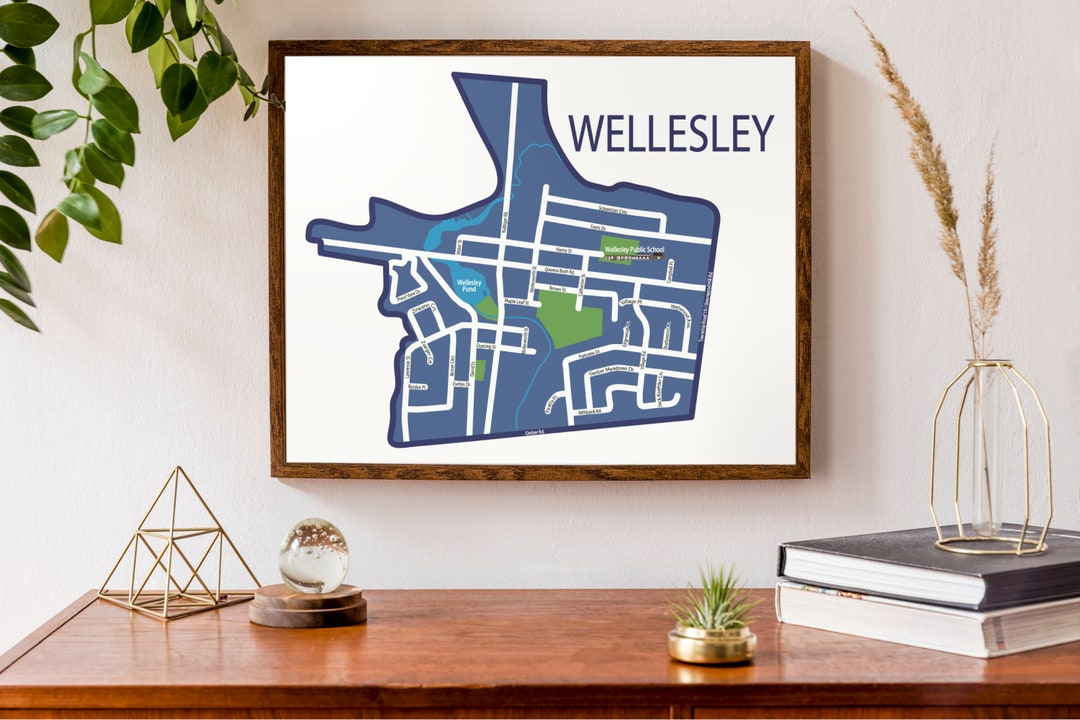 Typographic Map of Wellesley | Ontario Map Art | City Map Print ...