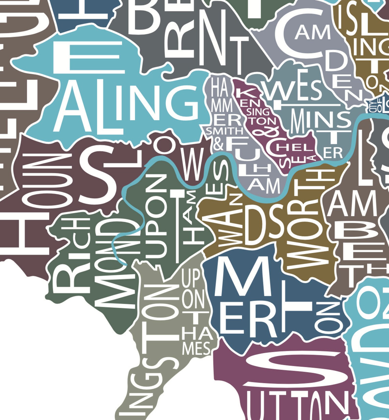 Typographic Map of London England United Kingdom UK - Etsy