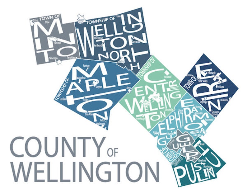 Typographic Map of the County of Wellington Ontario County - Etsy