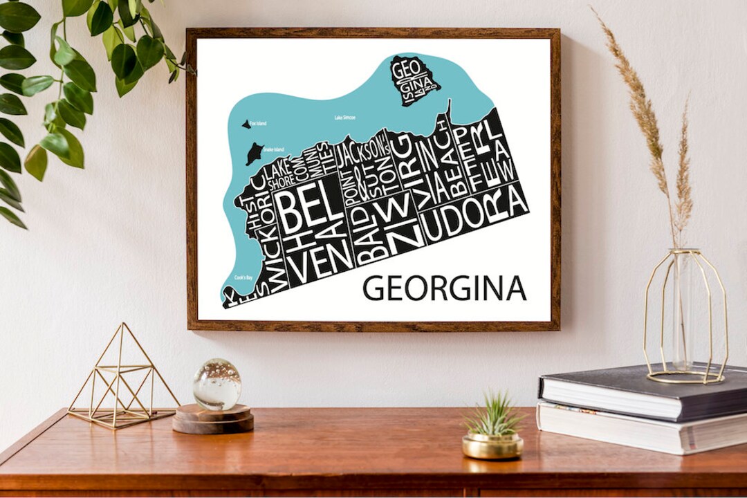 Typographic Map of Georgina, York Region, Ontario | Sutton, Jackson's ...