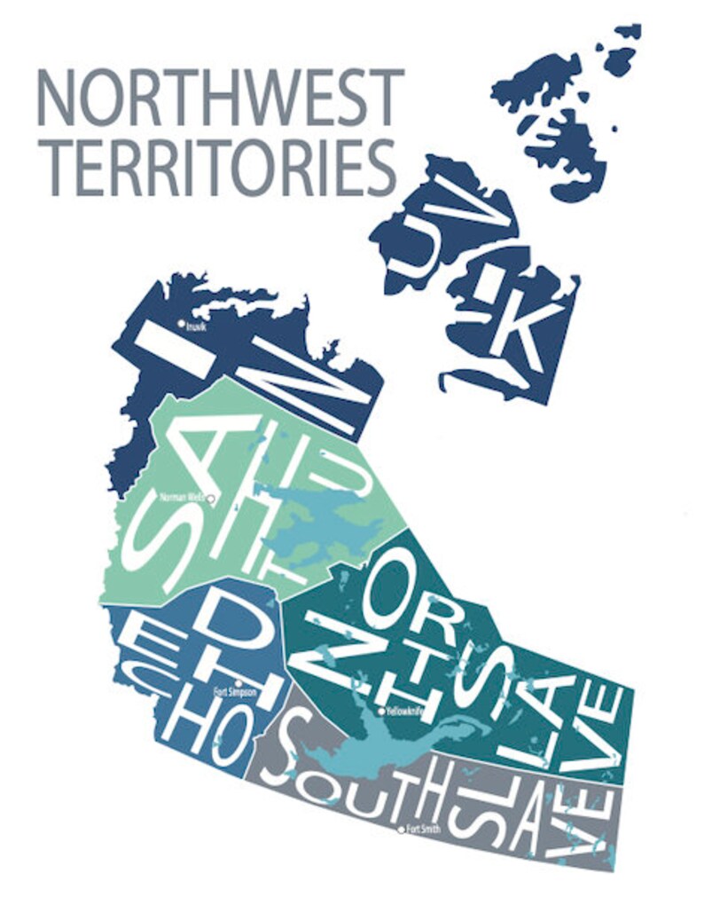 Typographic Map of the Northwest Territories, Canada | Territorial Map ...