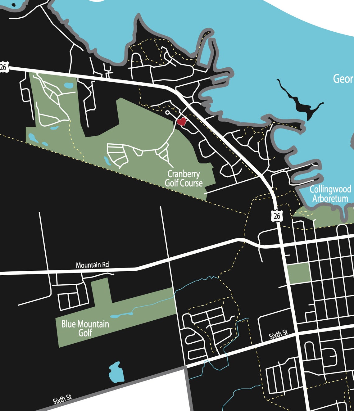 Typographic Map of Collingwood Ontario Map Poster City Map | Etsy Canada