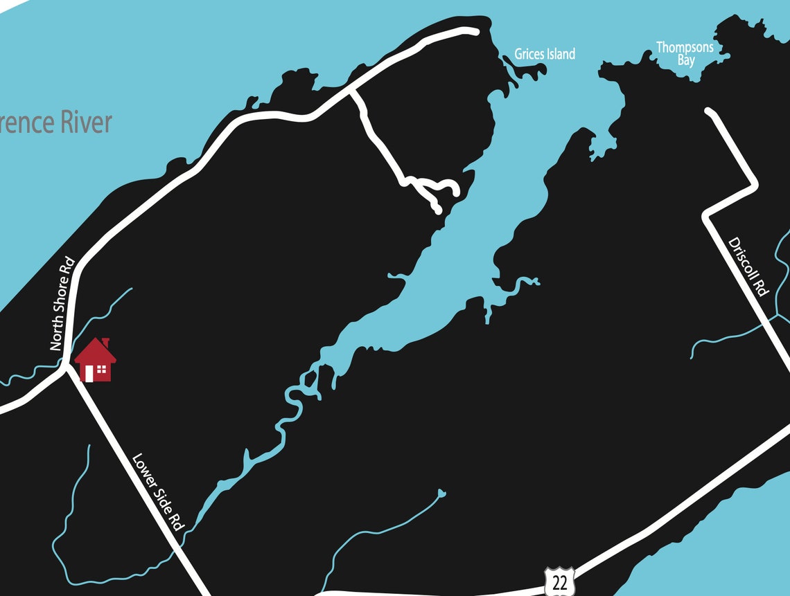 Typographic Map of Howe Island Ontario Canada Thousand - Etsy