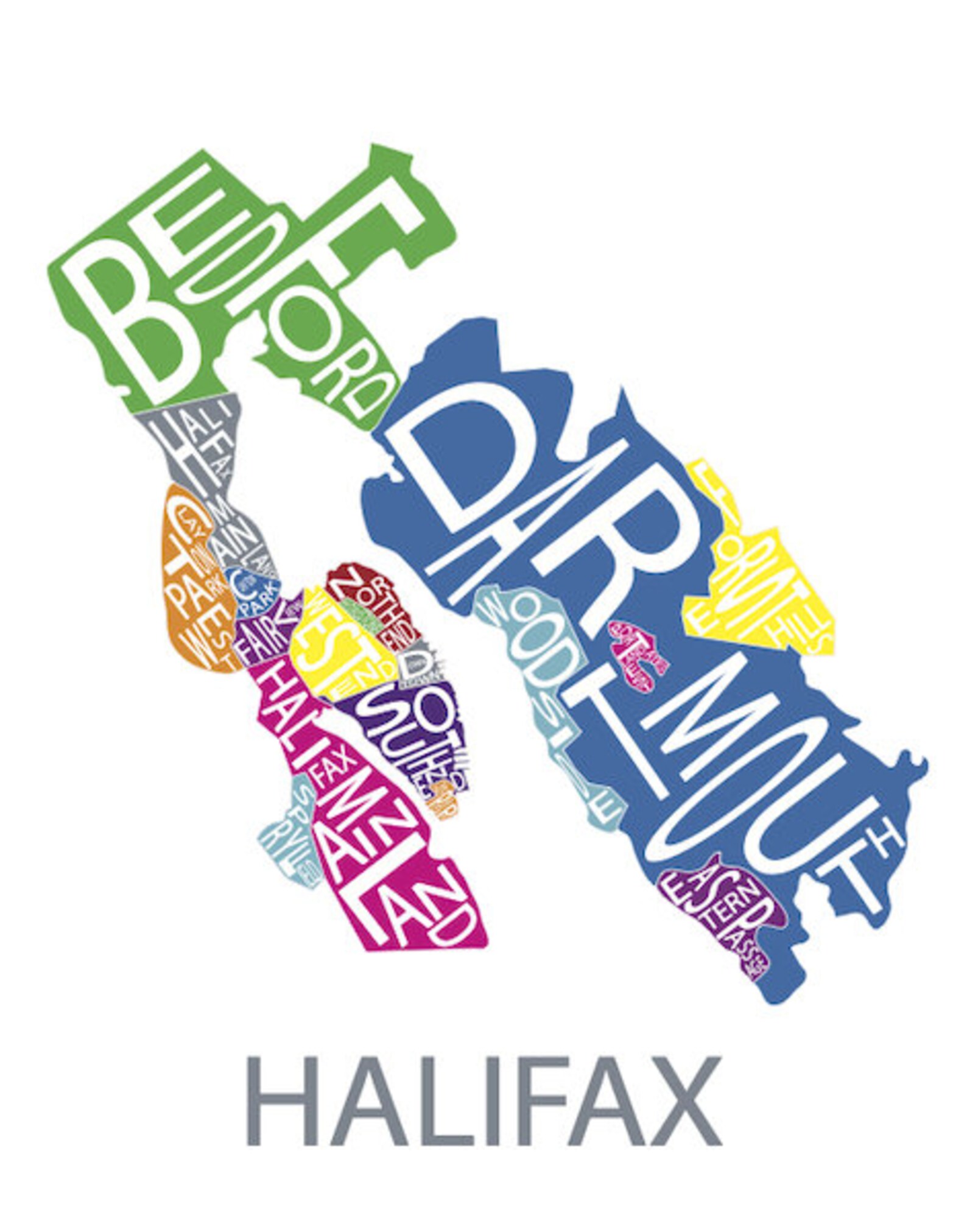 Typographic Map of Halifax Nova Scotia City Map | Etsy