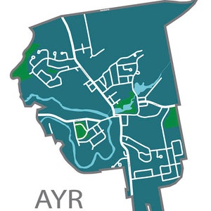 Typographic Map of Ayr, Ontario | North Dumfries Community Map | Region ...