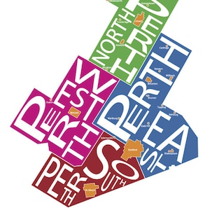 Typographic Map of Perth County, Ontario | County Map Print | Canadian ...