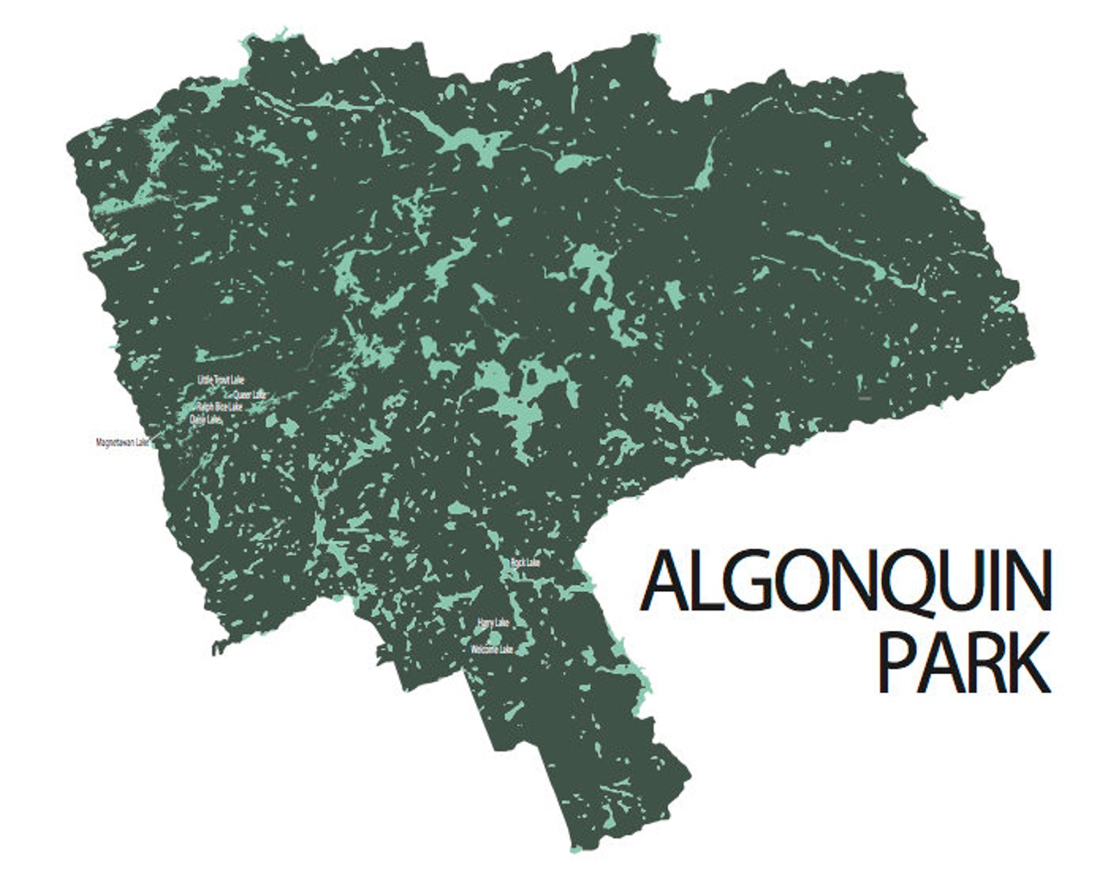 Typographic Map of Algonquin Park Ontario Canadian Map | Etsy