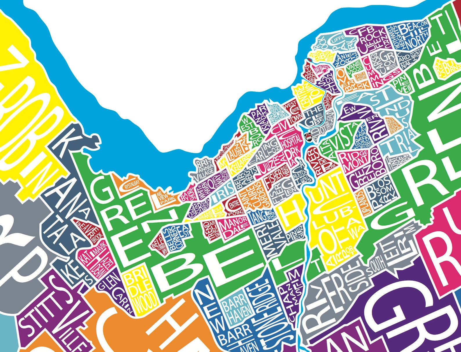 Typographic Map of Kanata, Ontario | Ottawa Area Map | Neighbourhood ...