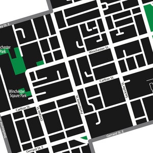 Typographic Map of Cabbagetown, Toronto, Ontario, Canada ...
