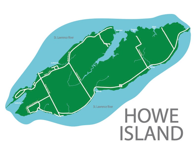 Typographic Map of Howe Island Ontario Canada Thousand - Etsy