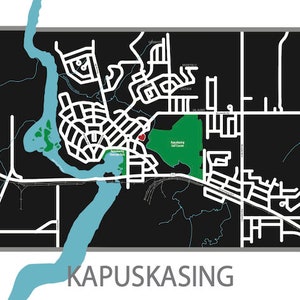Typographic Map of Kapuskasing, Ontario | Cochrane District | City Map ...