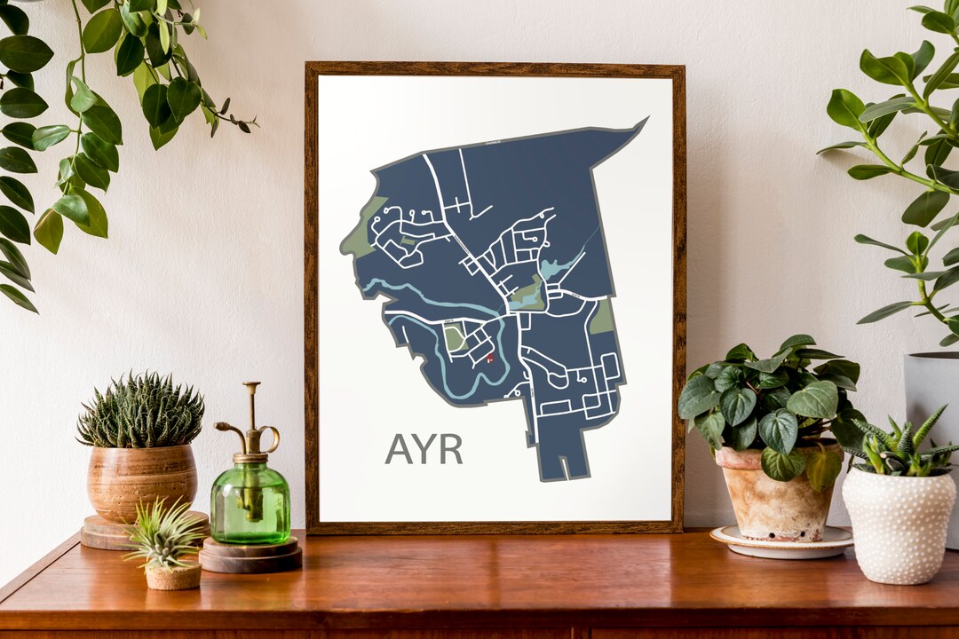 Typographic Map of Ayr, Ontario | North Dumfries Community Map | Region ...