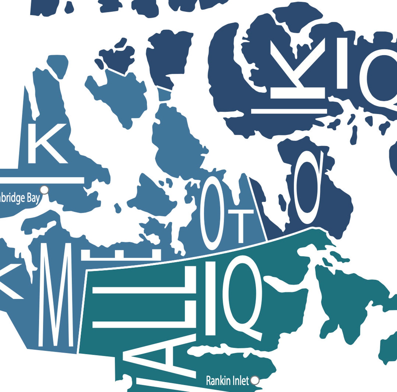 Typographic Map of Nunavut Territory, Canada | Territorial Map ...