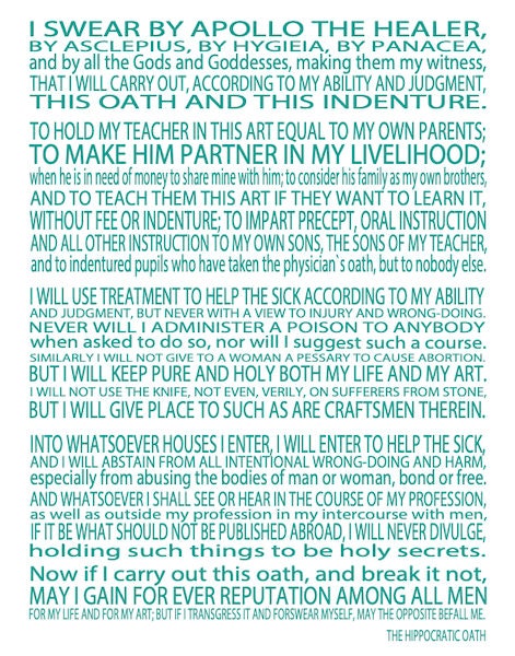 Modern Hippocratic Oath Print Doctor Oath Print Perfect - Etsy Canada