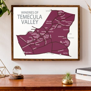 Typographic Map of Temecula Valley California With Wineries - Etsy