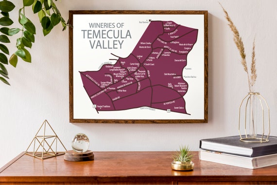 Typographic Map of Temecula Valley California With Wineries - Etsy