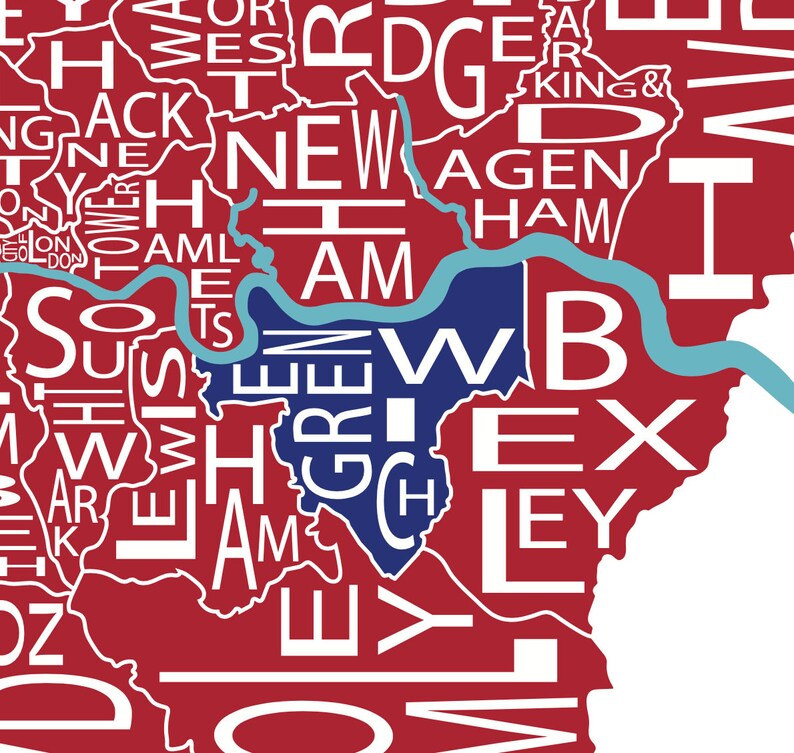 Typographic Map of London England United Kingdom UK - Etsy