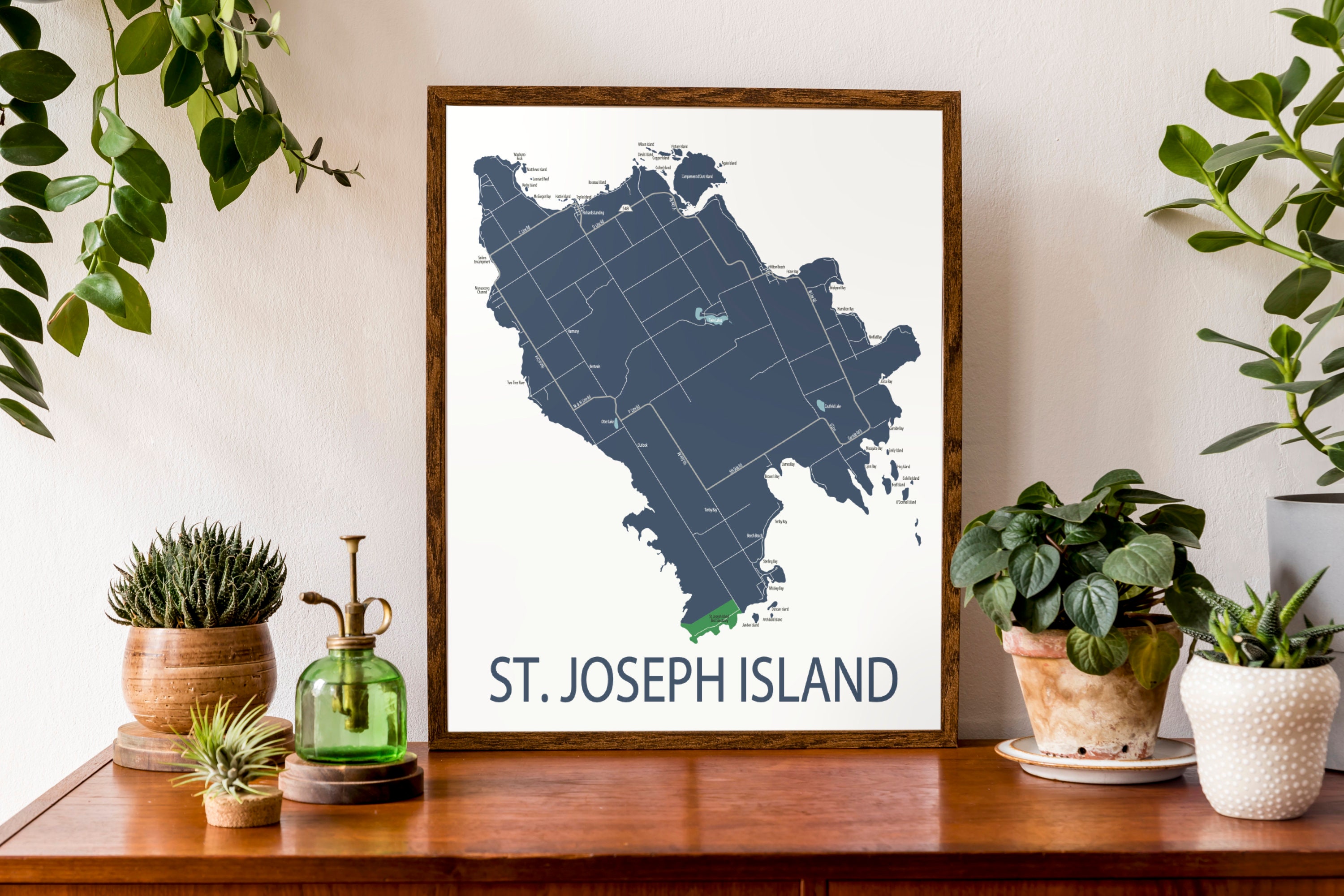Typographic Map of St. Joseph Island Ontario Canada - Etsy Ireland