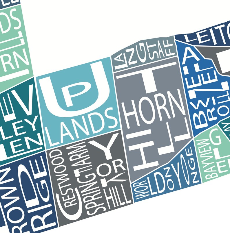 Typographic Map of Thornhill York Region Ontario Community - Etsy