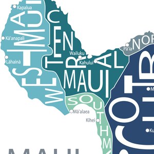 Typographic Map of Maui, Hawaii | Island Map | Hawaiian Map | USA Map ...