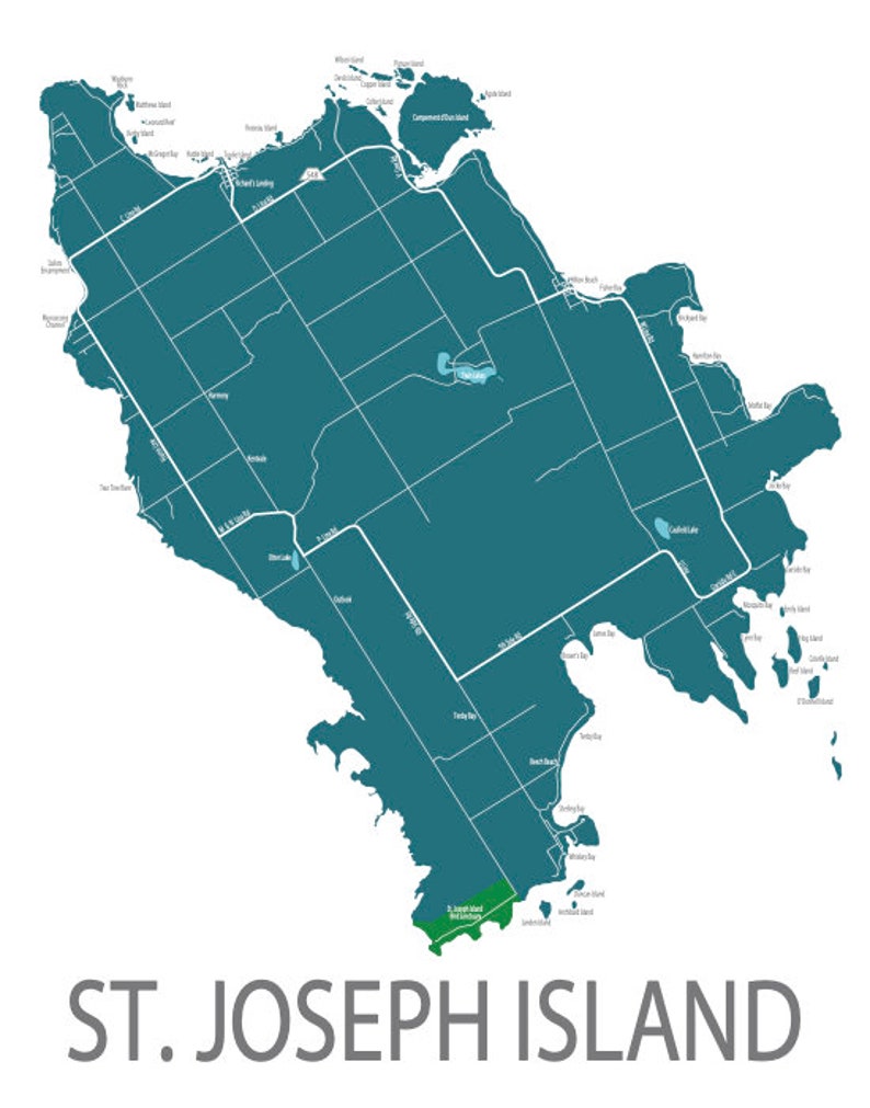 Typographic Map of St. Joseph Island Ontario Canada - Etsy Ireland