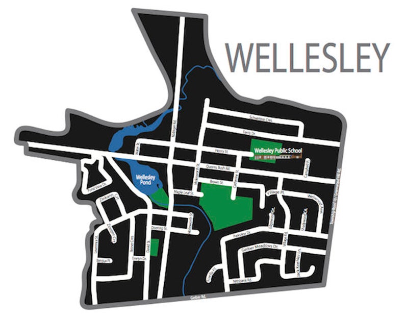 Typographic Map of Wellesley Ontario Map Art City Map - Etsy Canada