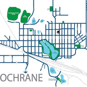 Typographic Map of Cochrane, Ontario | Canadian Map | Hometown Map ...