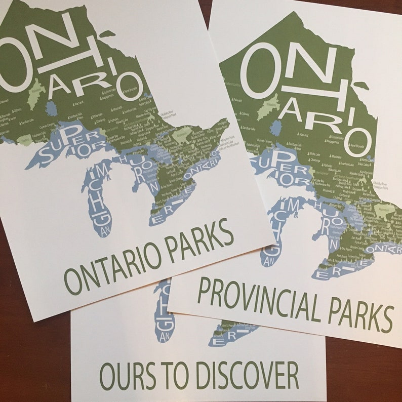 Typographic Map of Provincial Parks in Ontario | Ontario Parks Map ...