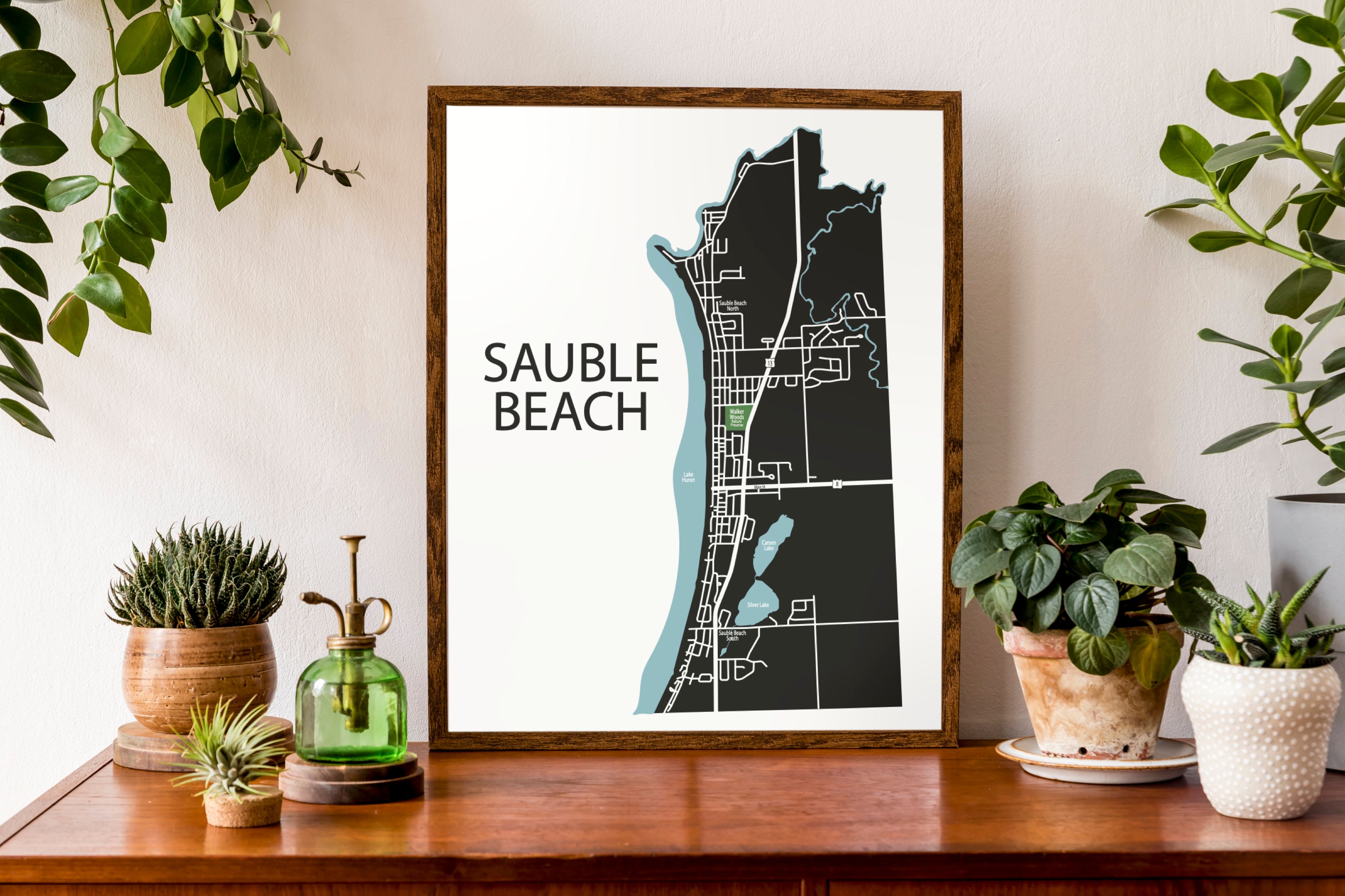 Typographic Map of Sauble Beach Ontario Bruce County City - Etsy Ireland