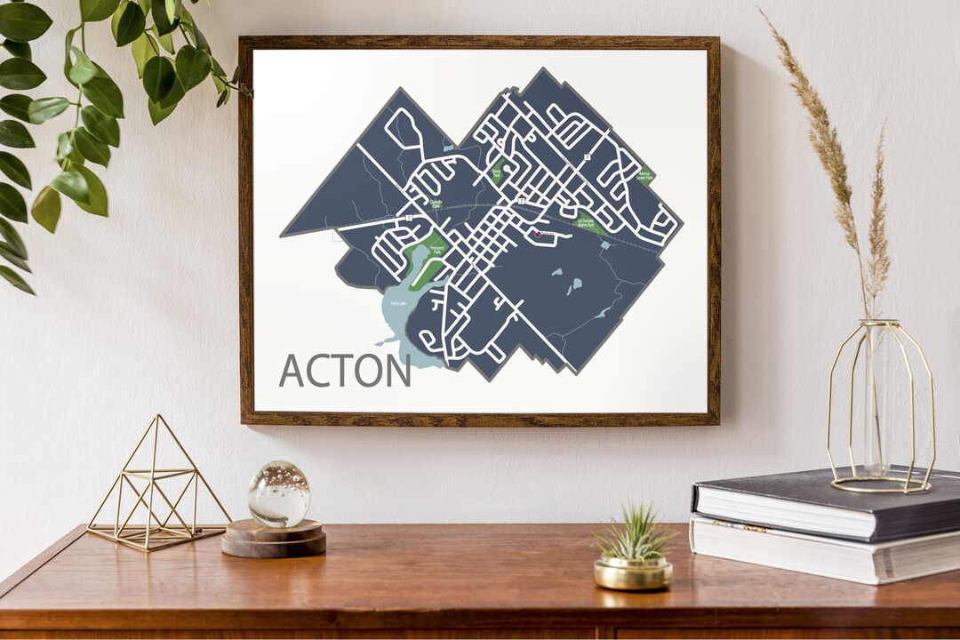 Typographic Map of Acton, Ontario | Halton Region | Halton Hills | City ...