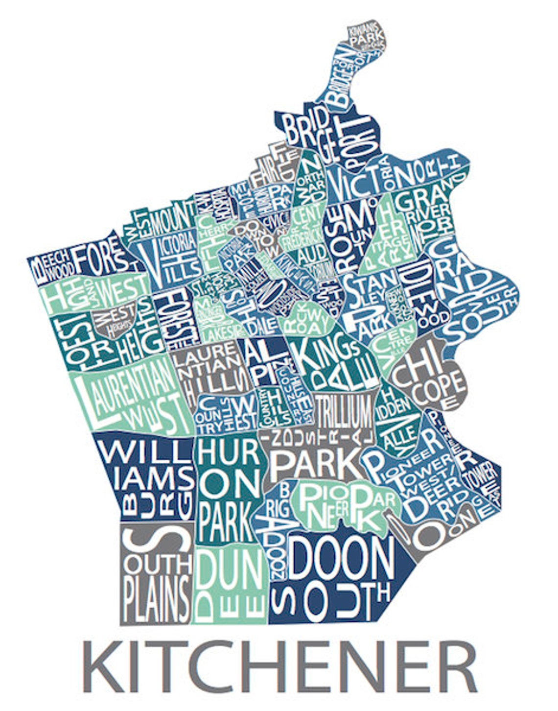 Typographic Map of the Westmount Neighbourhood in - Etsy